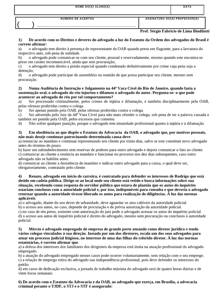 Prova OAB 2024: Questões e Respostas | PDF | Advogado | Direito Penal