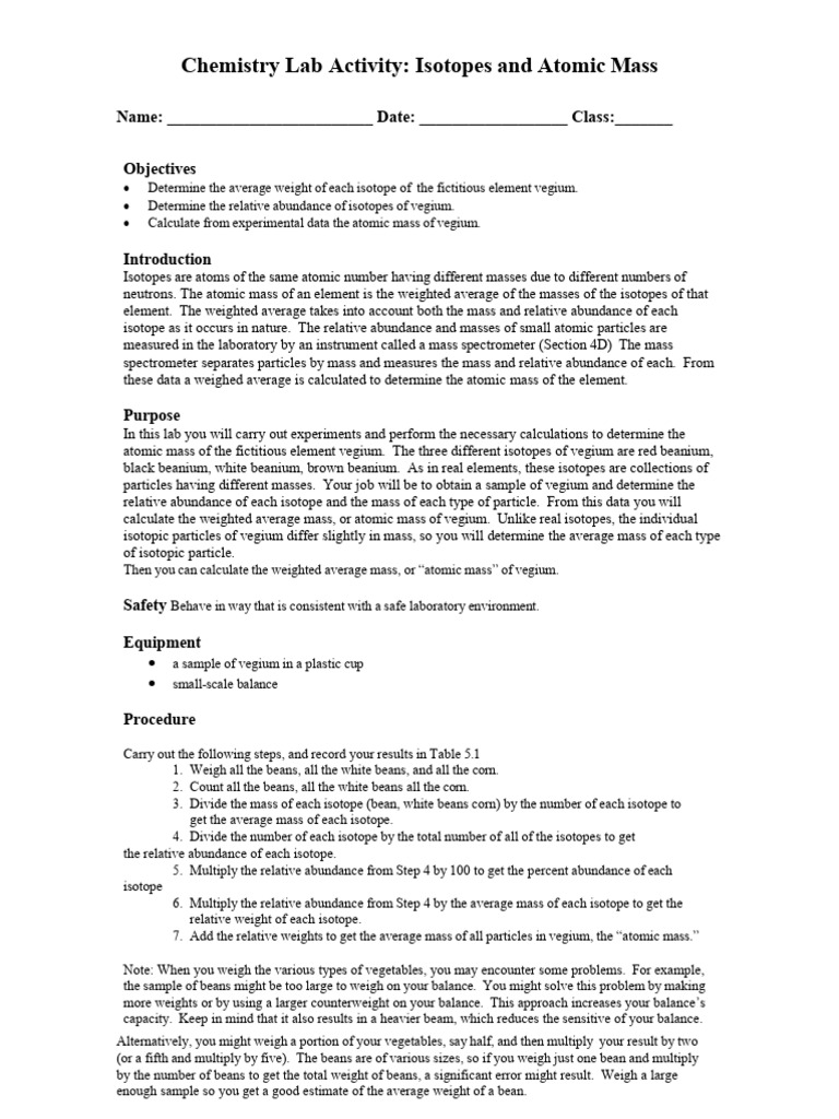 Isotopes and Atomic Mass | PDF | Isotope | Chemical Elements