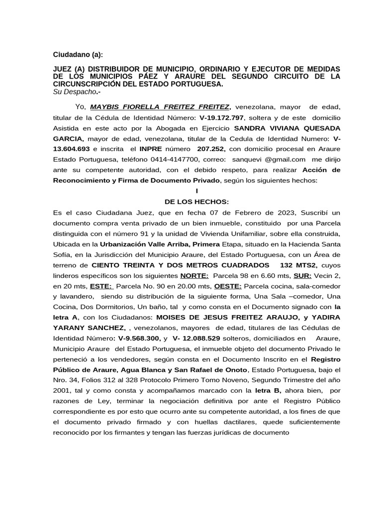 Demanda de Contenido y Firma | PDF | Demanda judicial | Procedimiento Civil