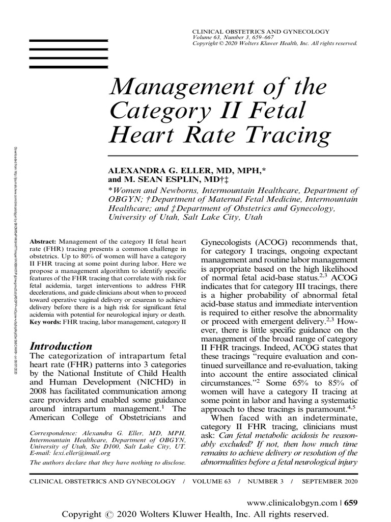 (2020) Management of The Category II Fetal Heart Rate Tracing | PDF ...