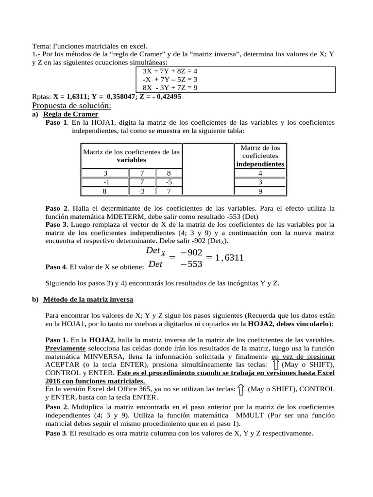 Laboratorio 1 - Tareas Funciones Matriciales | PDF | Matriz (Matemáticas) | Determinante
