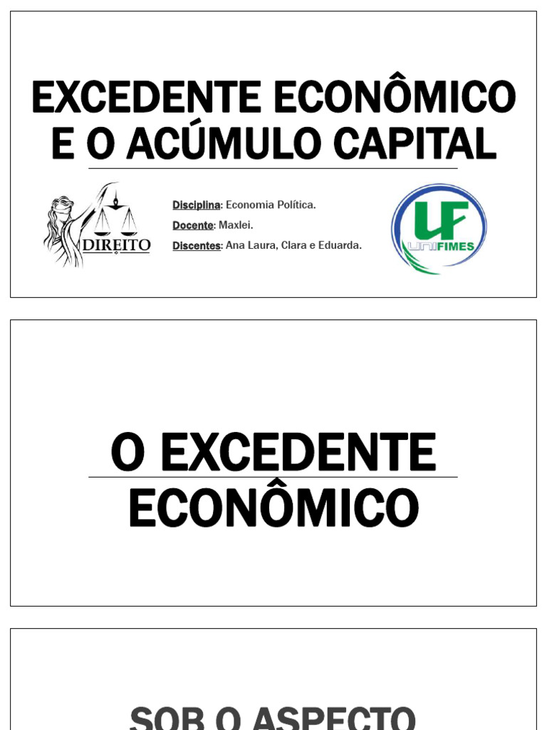 O Excedente Econômico e Acúmulo Capital | PDF | Economia | Demanda