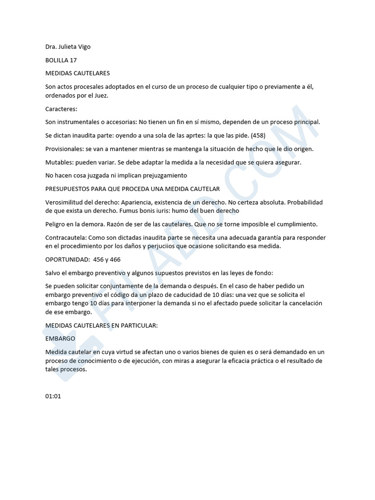 Medidas Cautelares: Conceptos Clave | PDF