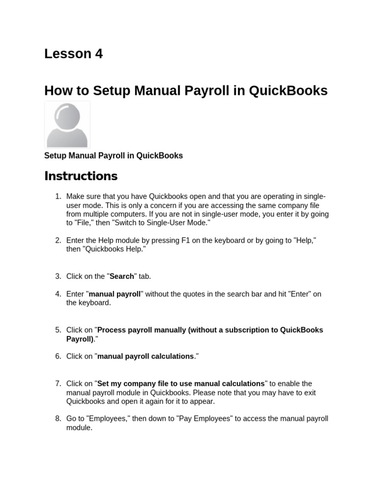 Lesson 4 How To Setup Manual Payroll in Quickbooks | PDF