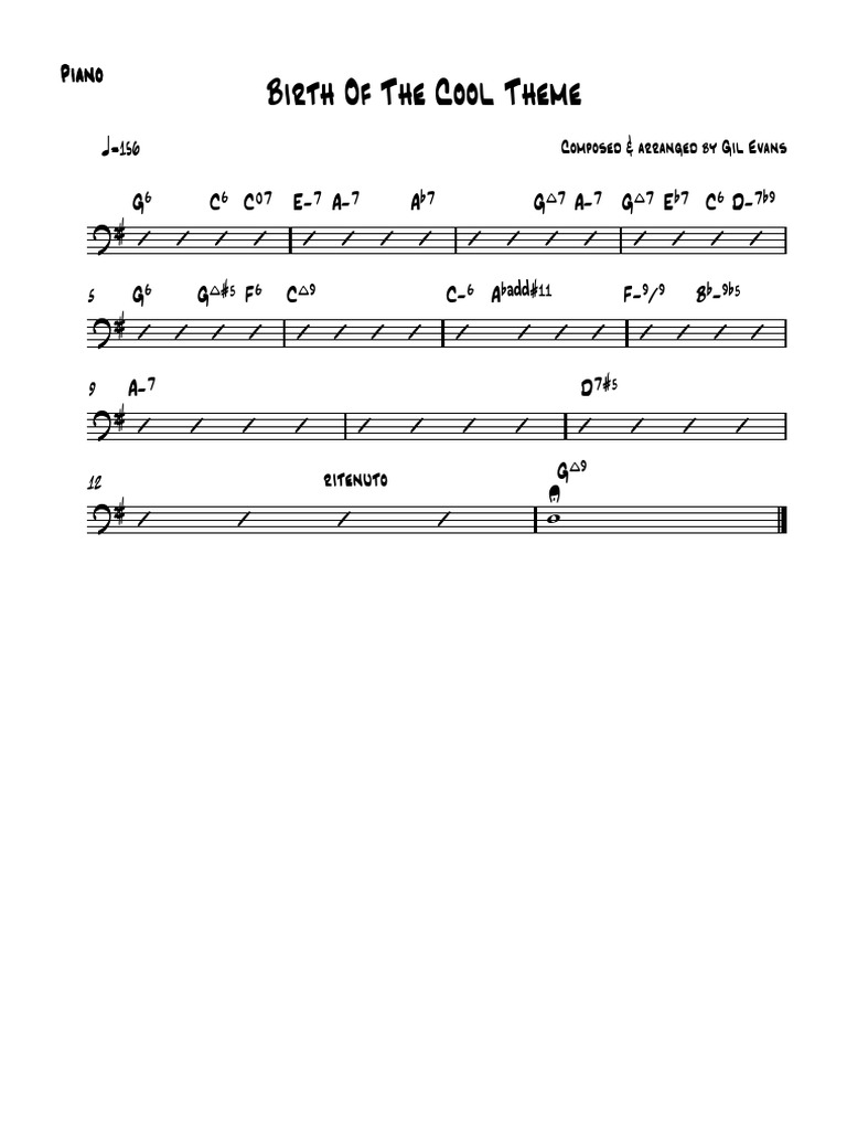 Birth of The Cool Theme, Piano | PDF