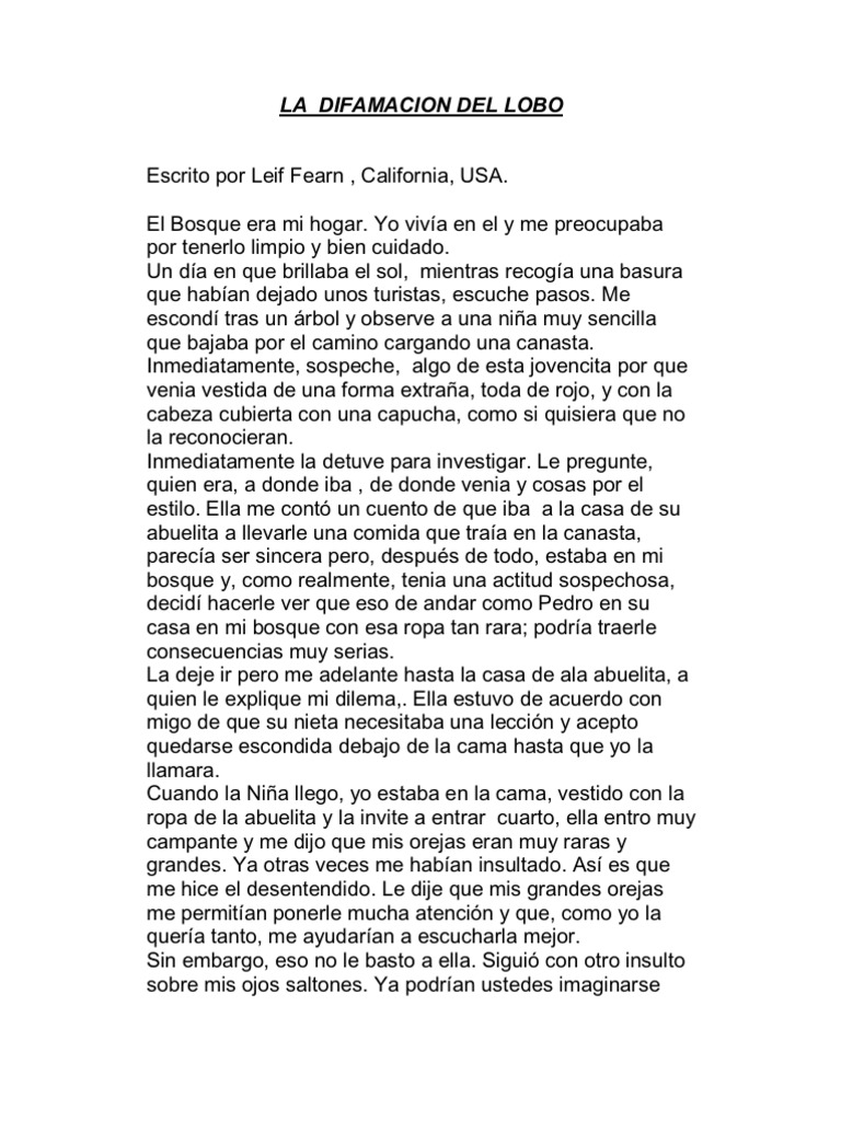 La Difamacion Del Lobo | PDF | Ficción general