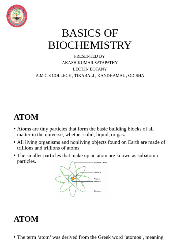 Basics of Biochemistry | PDF | Chemical Bond | Intermolecular Force