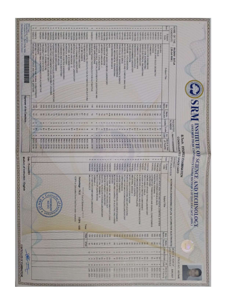 Transcript With Grading System - Compressed | PDF
