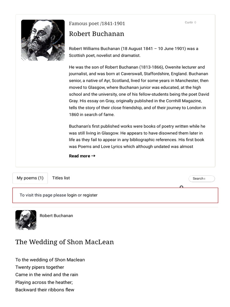 Robert Buchanan - Poems by The Famous Poet - All Petry | PDF | Poetry ...