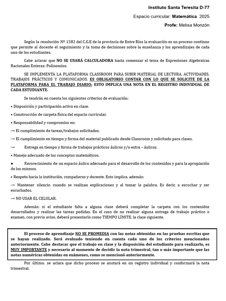 Criterios de Evaluaci-N 2025 Co | PDF | Aprendizaje | Cognición