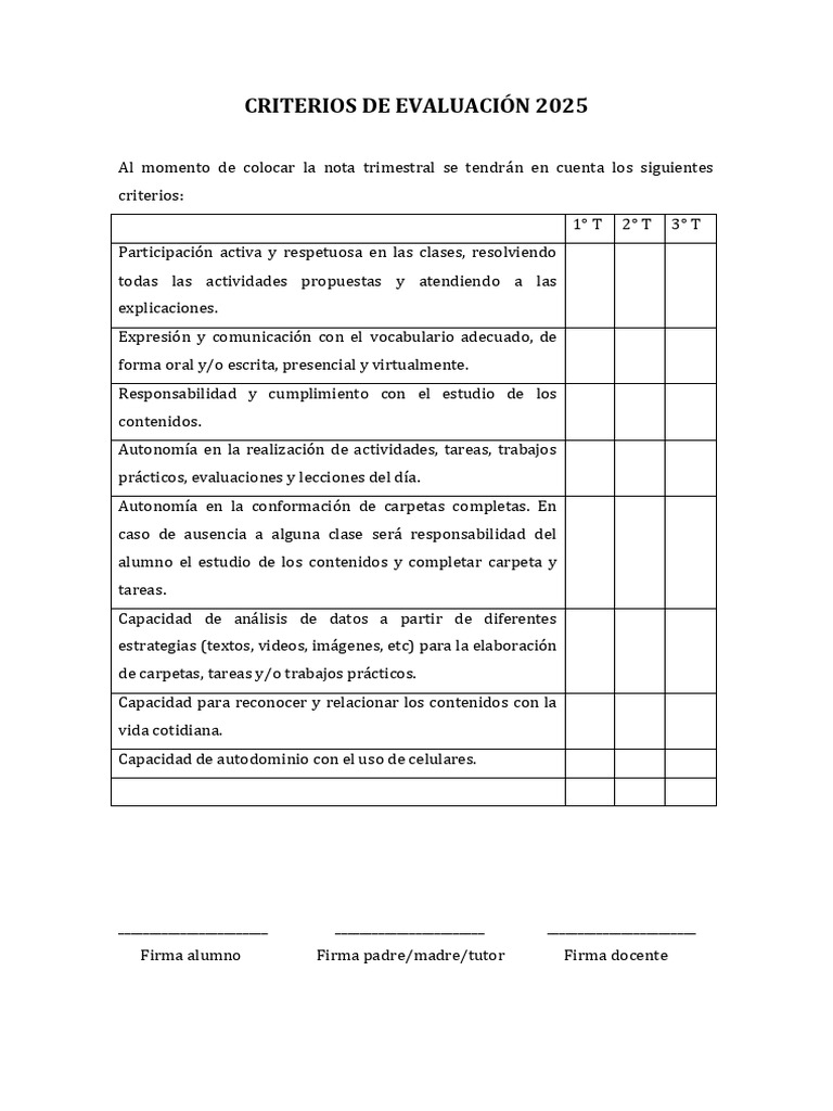 CRITERIOS DE EVALUACI-N 2025 (1) | PDF