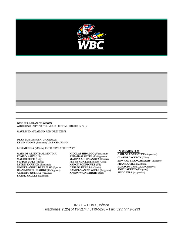WBC Ratings August 2024 Update | PDF | Boxing Champions | World Boxing ...