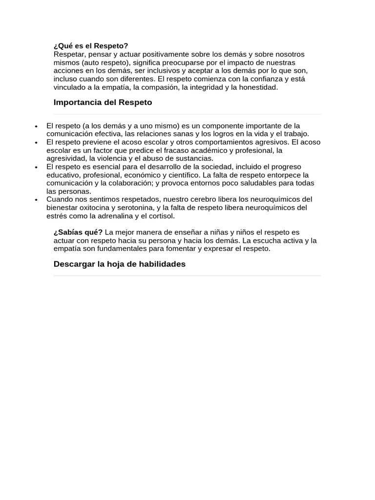 La Importancia del Respeto y Empatía | PDF