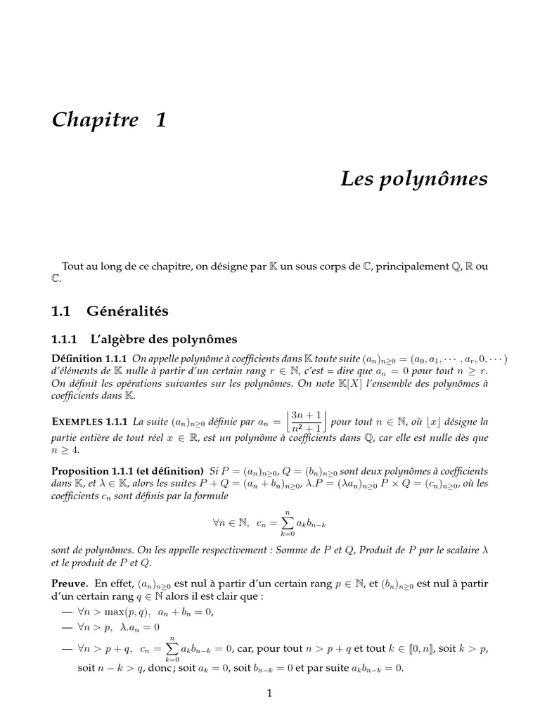 Polynômes : Définition et Valuation | PDF | Polynôme | Limite ...