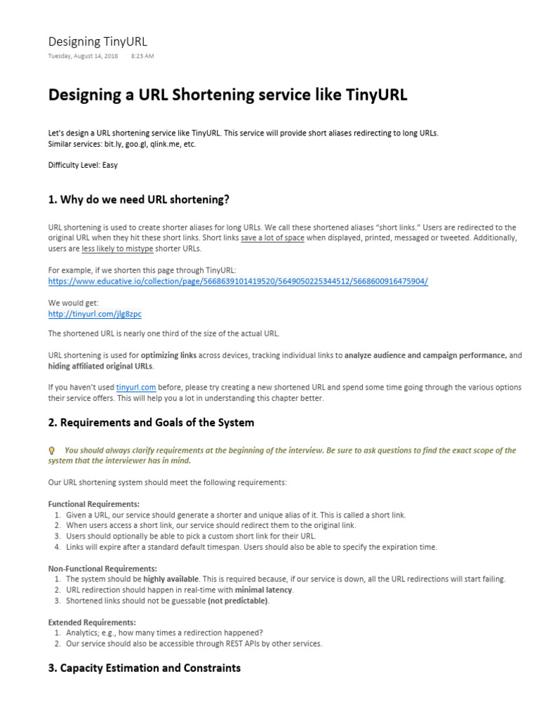 Designing TinyURL | PDF