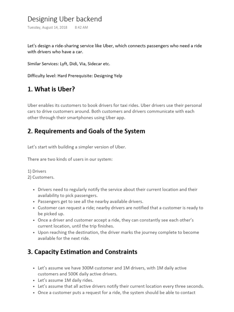 Designing Uber Backend | PDF