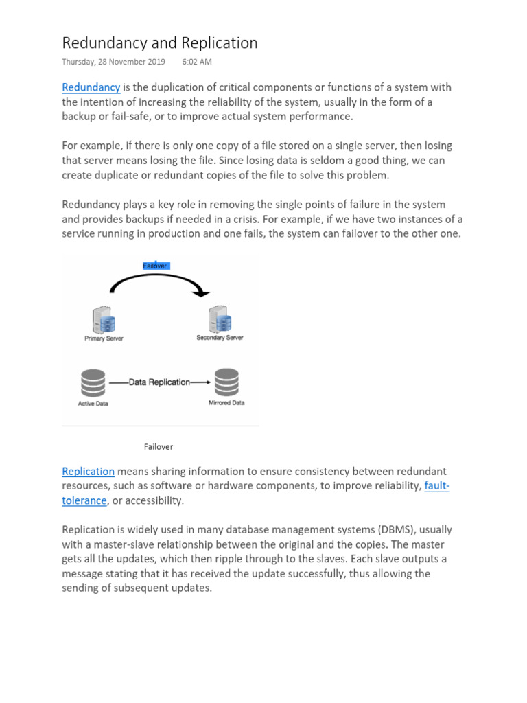 Redundancy and Replication | PDF