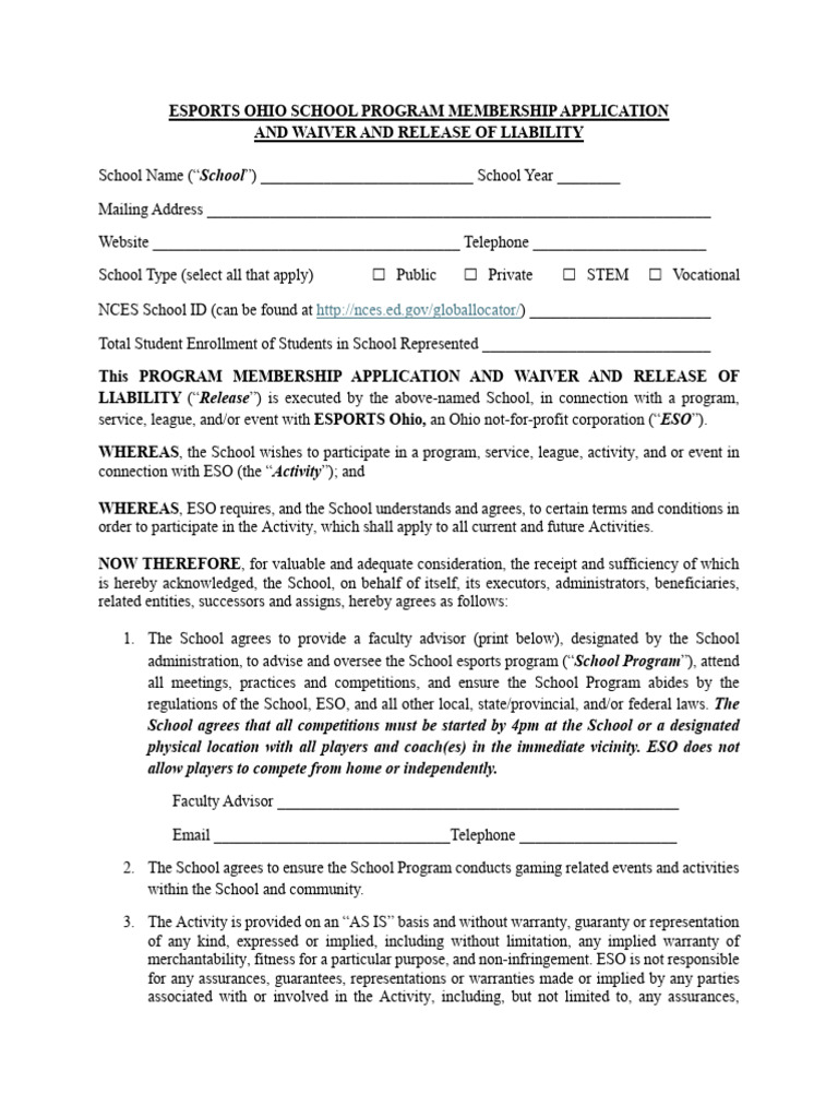 ESO Program Membership Release 2024-2025 2 | PDF | Legal Liability ...