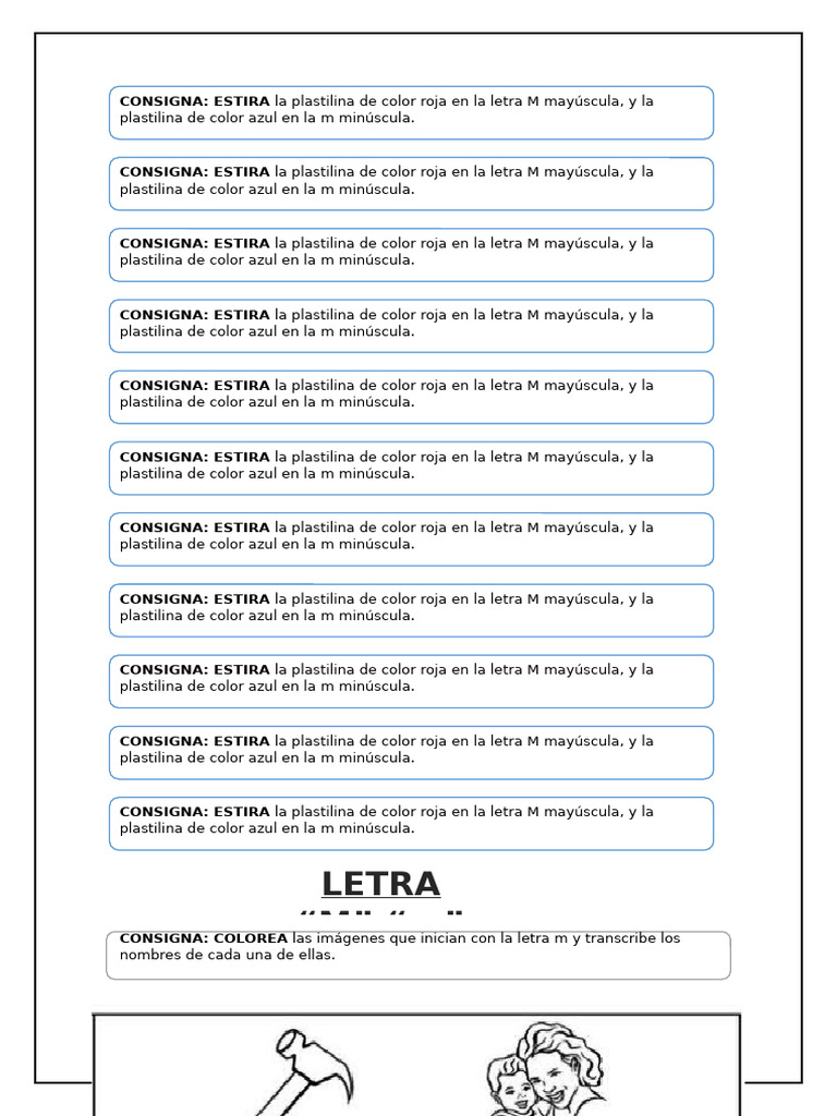 Actividades con la letra M para niños | PDF | Caso de carta | Texto