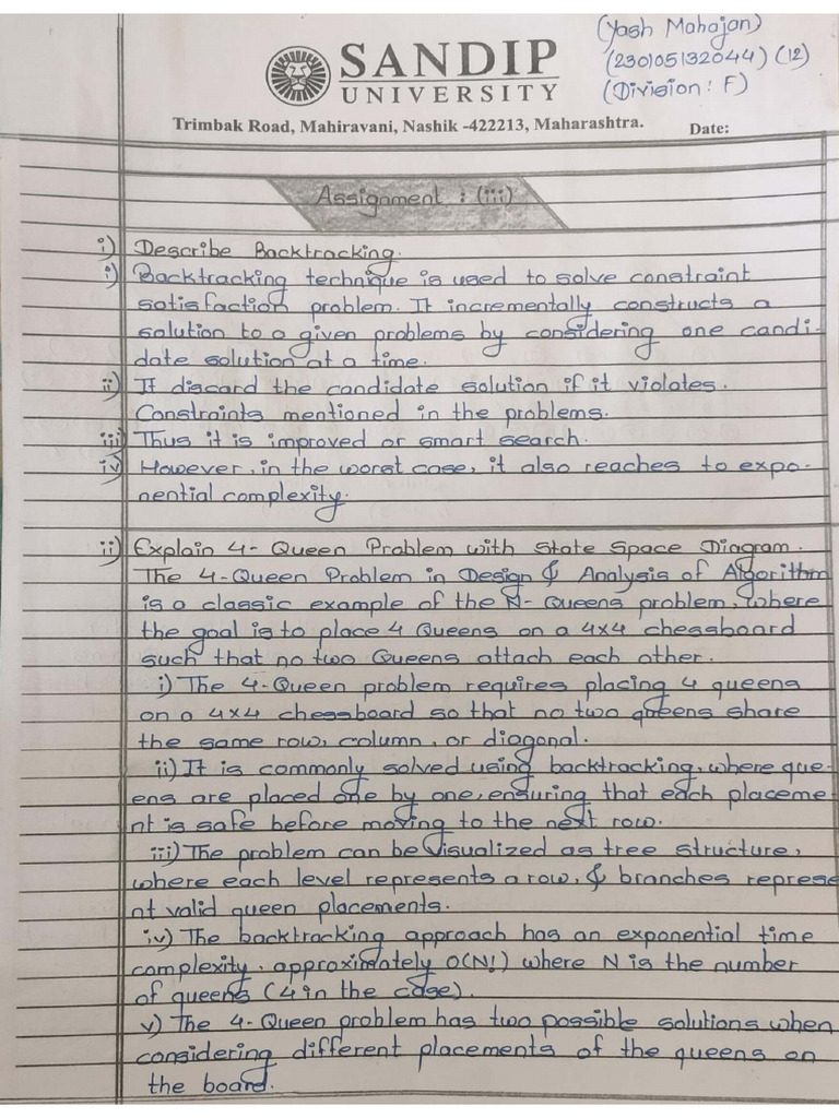 DAA 3rd Assignment | PDF