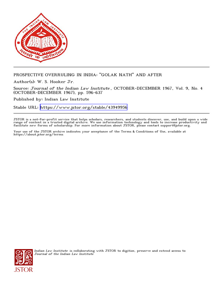 JR PROSPECTIVEOVERRULINGINDIA 1967 | PDF | Miranda Warning | Judiciaries