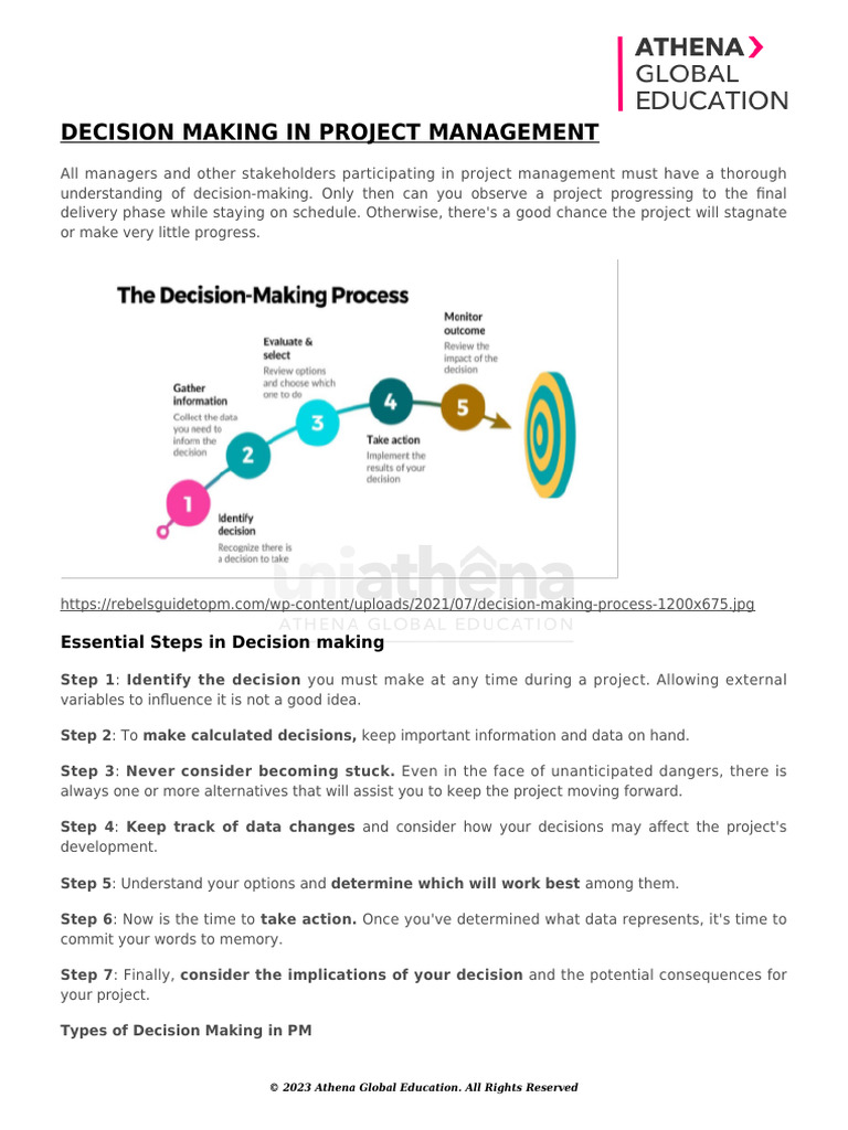 Effective Decision Making In Pm Pdf Project Management Policy