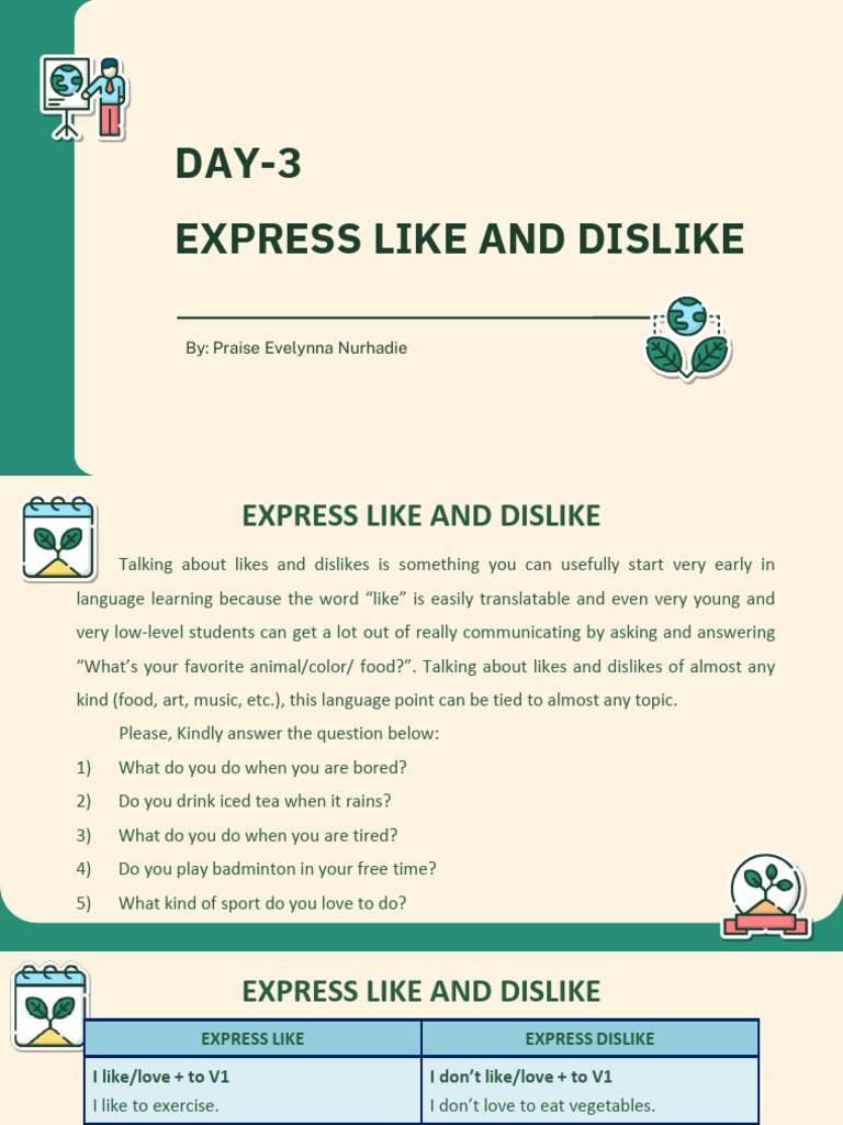 Day-3-Expressing Like and Dislike | PDF