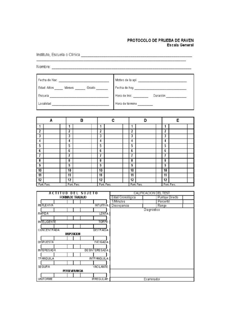 HOJA DE PROTOCOLO RAVEN | PDF