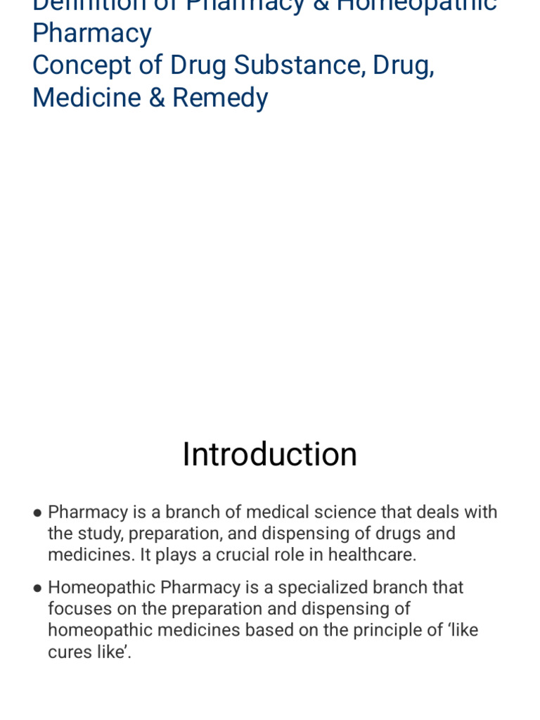 Homeopathic Pharmacy Explained | PDF
