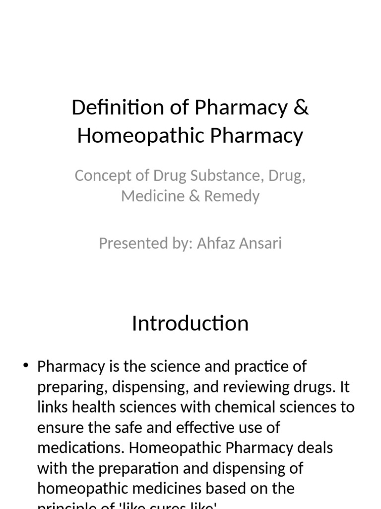 Pharmacy Presentation Ahfaz Ansari | PDF