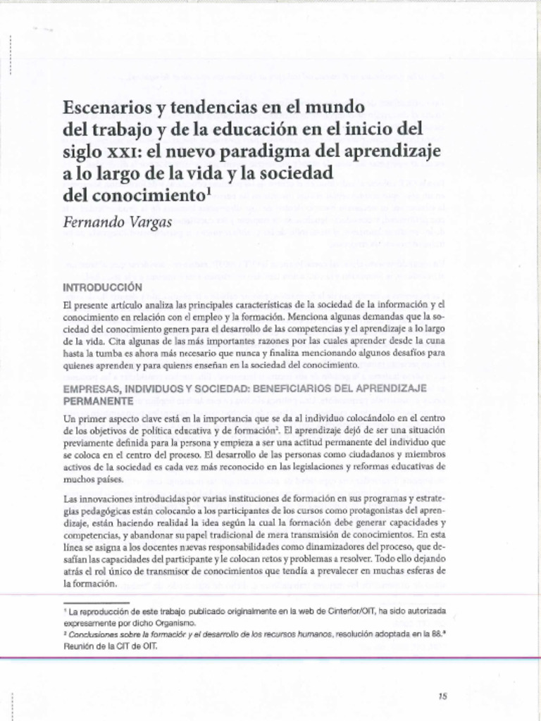 Escenarios y Tendencias en El Mundo Del Trabajo y de La Educ SXXI ...