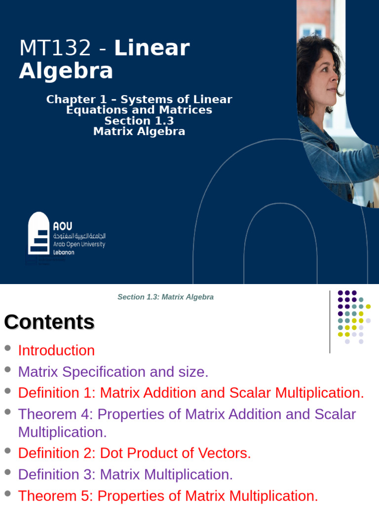 Matrix Algebra: Operations & Properties | PDF | Matrix (Mathematics ...