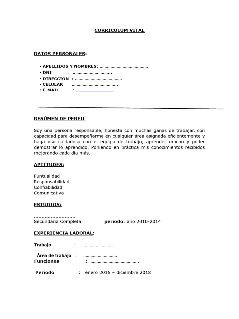 MODELO DE CV SIMPLE | PDF