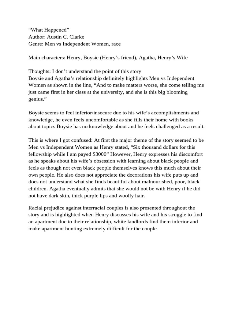 What Happened - Austin C. Clarke | PDF