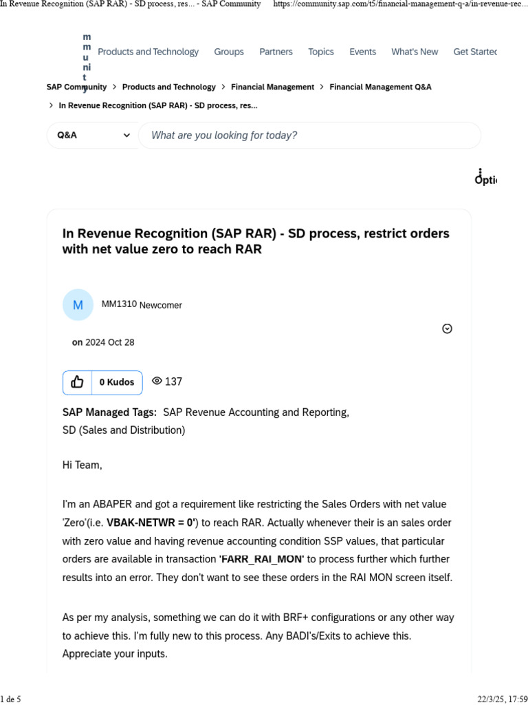 In Revenue Recognition (SAP RAR) - SD process, res... - SAP Community ...