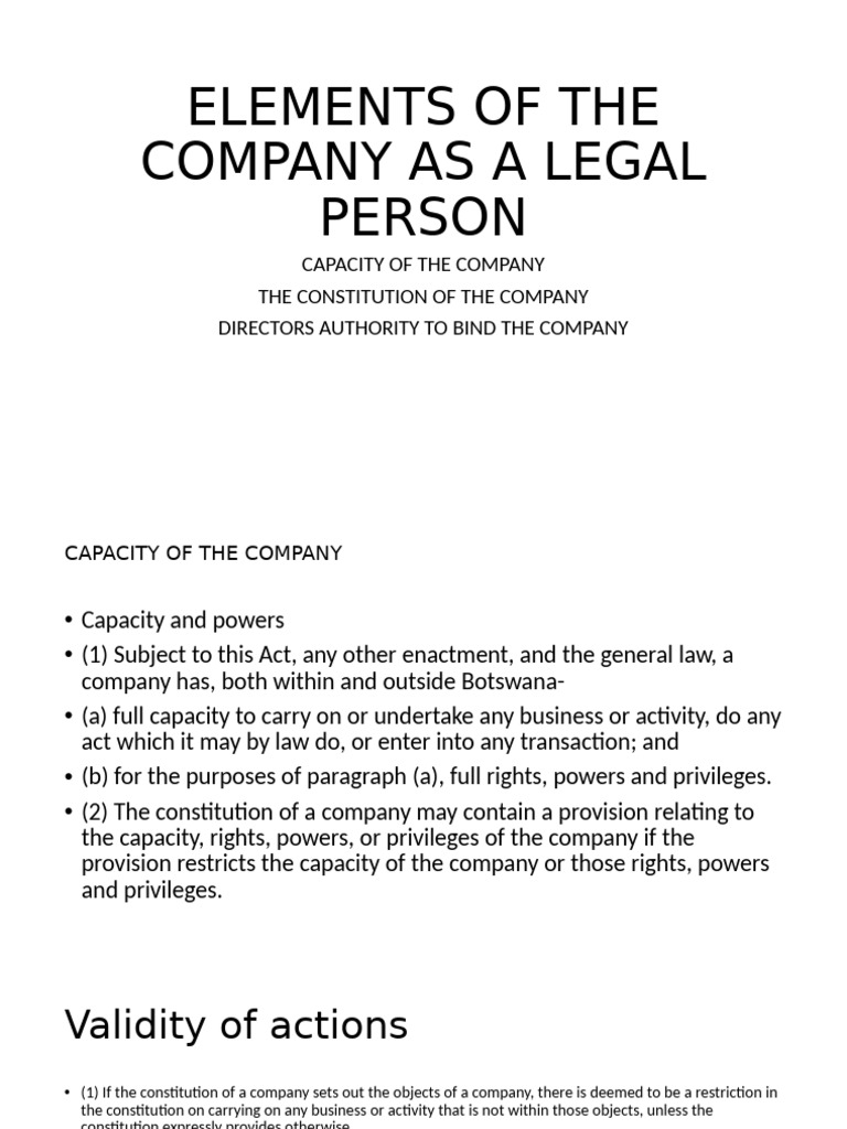 Elements of The Company As A Legal Person 2 | PDF | Justice | Crime ...