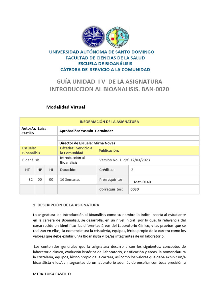 Guia Unidad 4 | PDF | Laboratorios | Plan de estudios