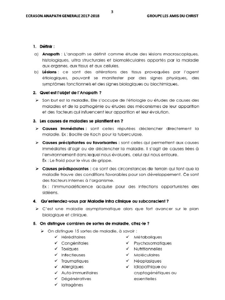 Questions Anapath | PDF