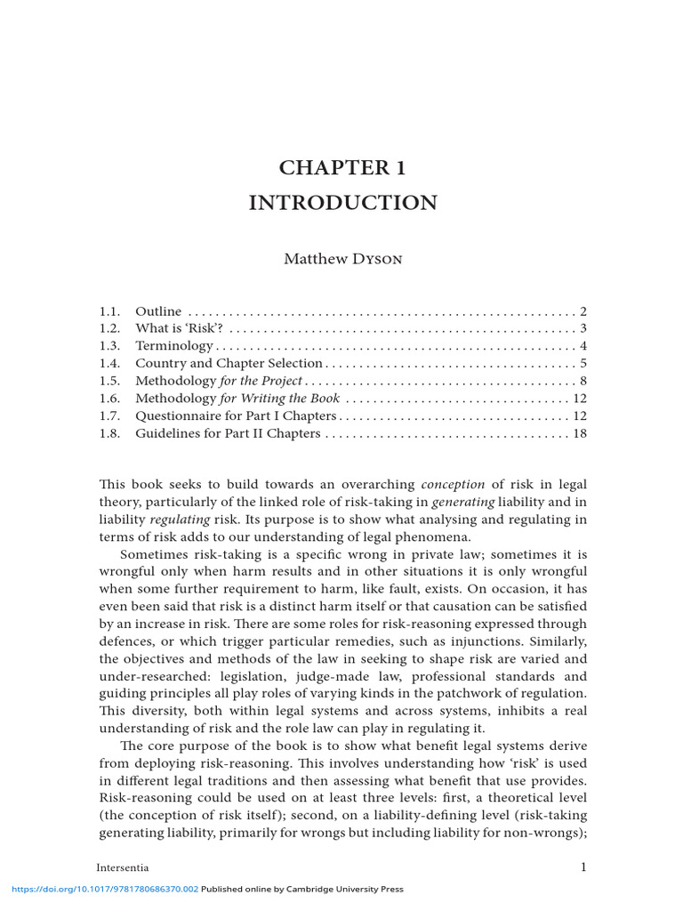 INTRODUCTION Matthew Dyson | PDF | Risk | Tort