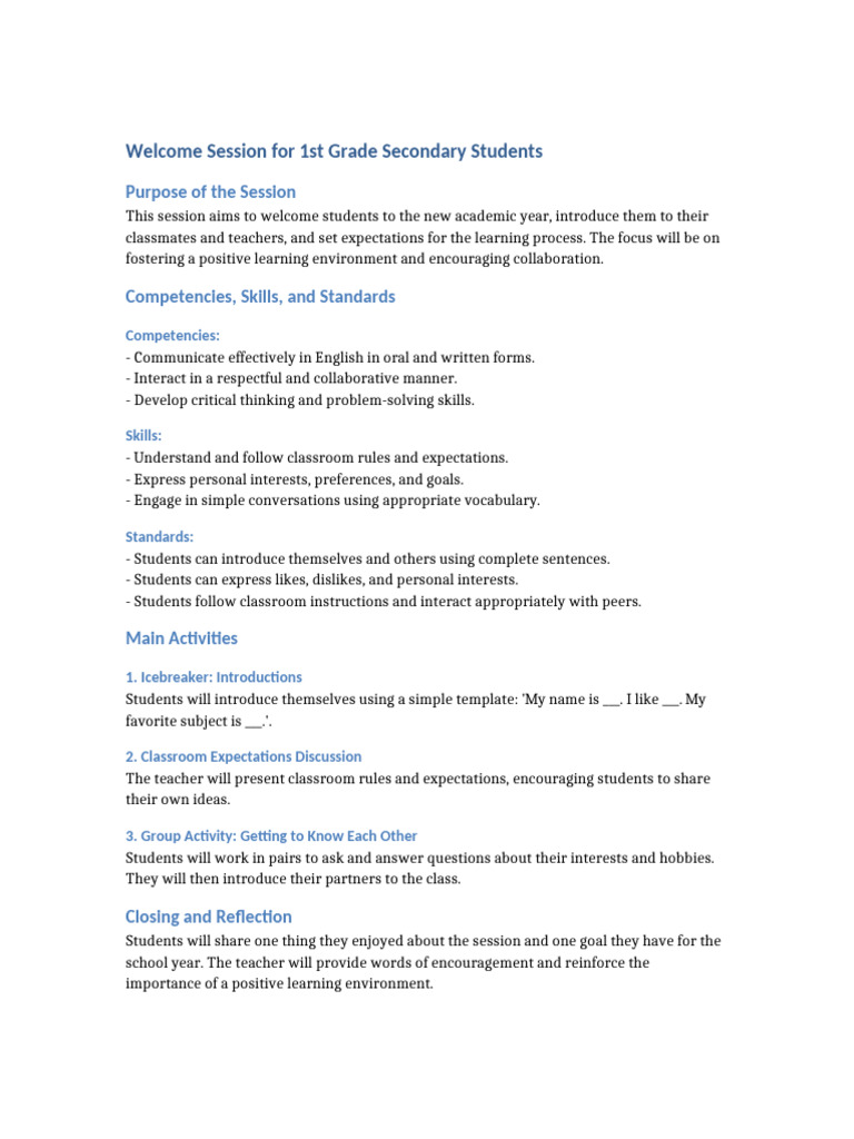 Welcome_Session_1st_Grade | PDF