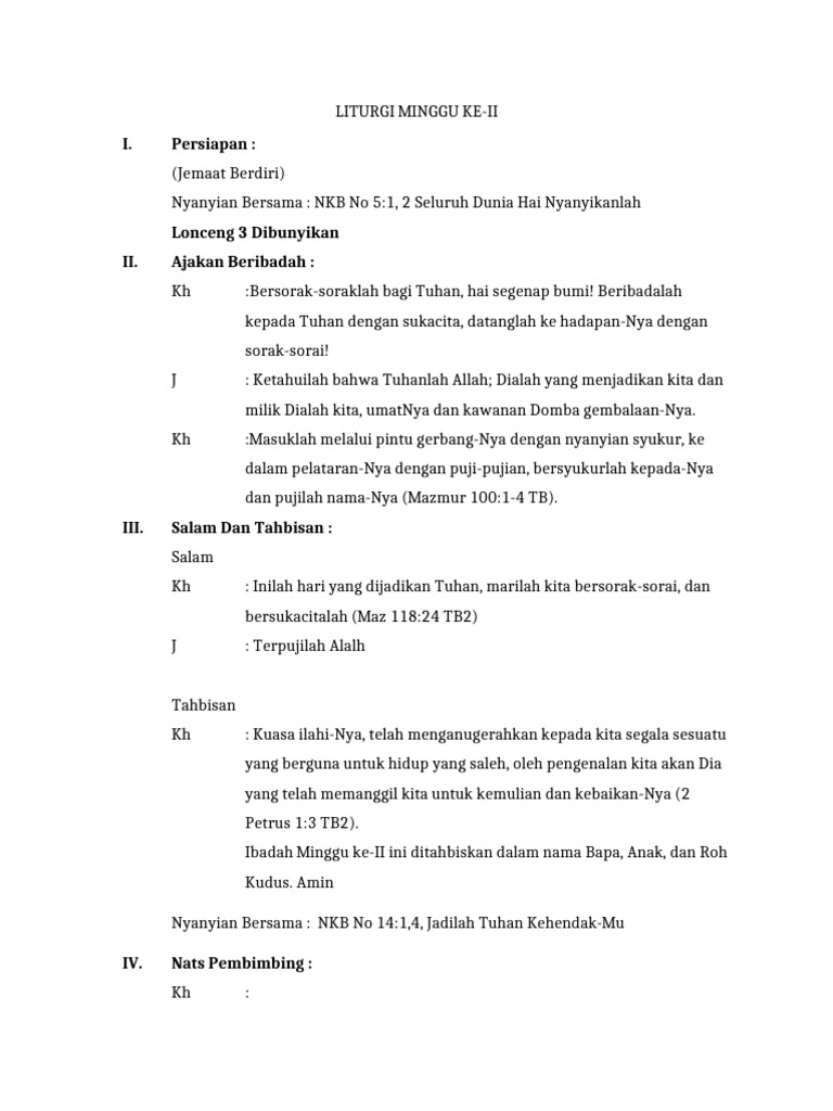 Liturgi Minggu II | PDF