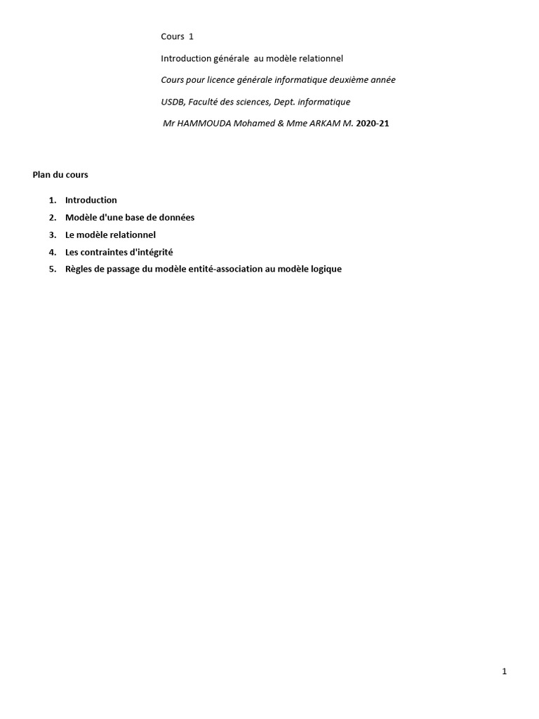 Introduction au Modèle Relationnel | PDF | Bases de données | Modèle ...