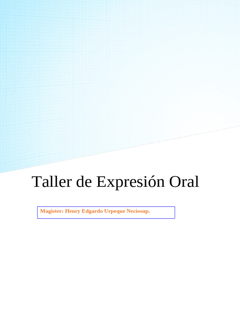 Clase N°07 - Taller de Expresión Oral | PDF