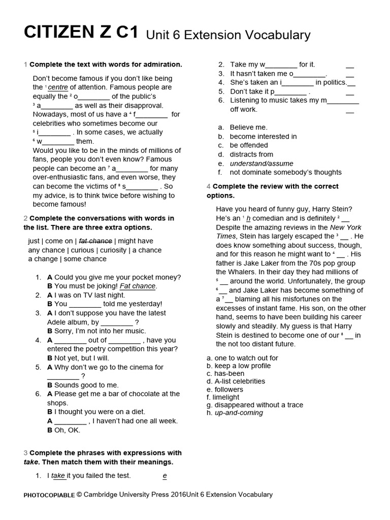 Vocabulary Extension - Unit 06 | PDF