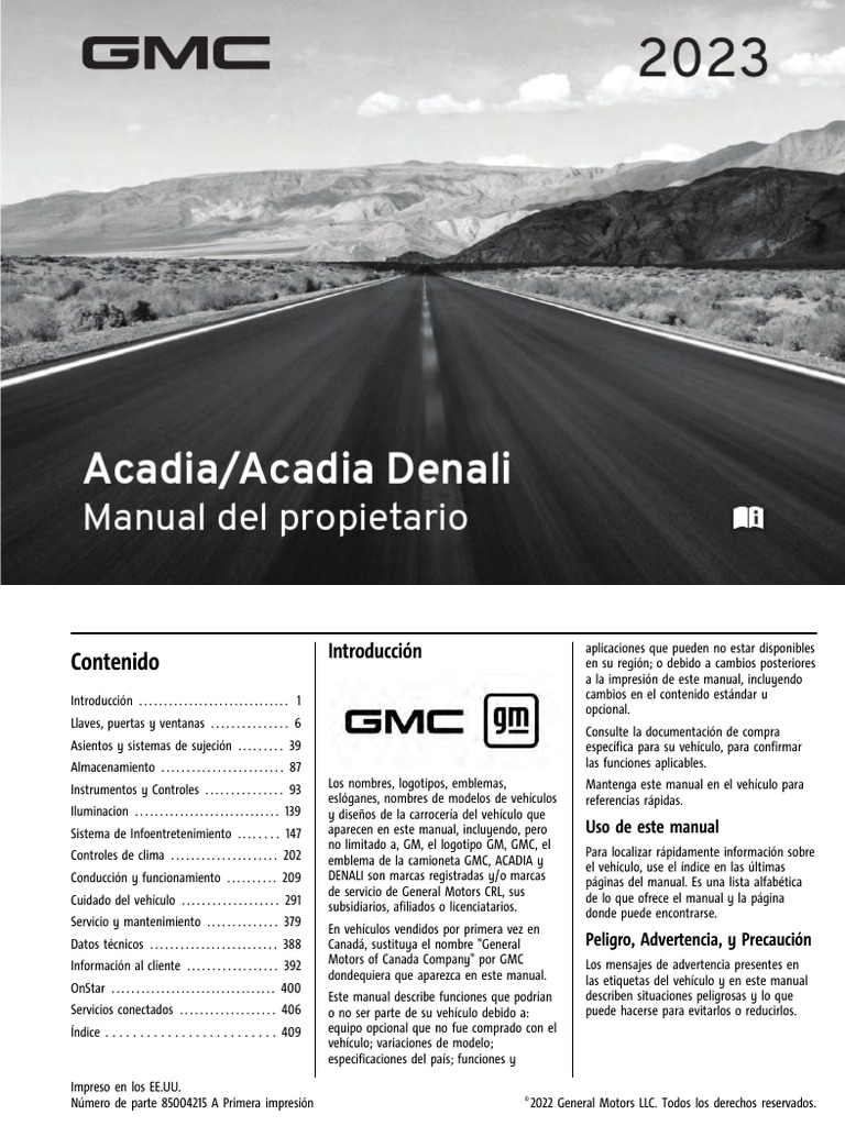 23 GMC Acadia Acadia Denali OM Es MX U MX 85004215A 2022JUN29 | PDF ...