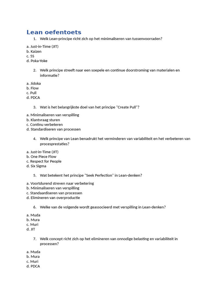Lean Oefentoets | PDF