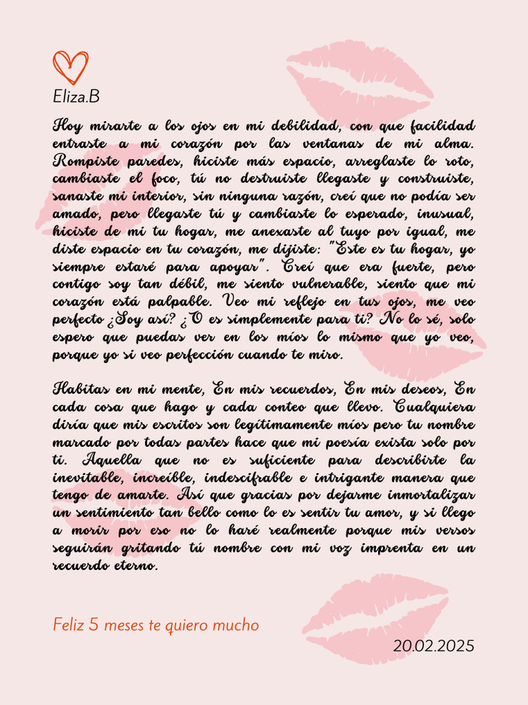 Carta de amor y reflexión eterna | PDF