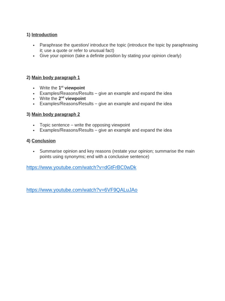 Opinion Essay Structure 8 Kl. | PDF