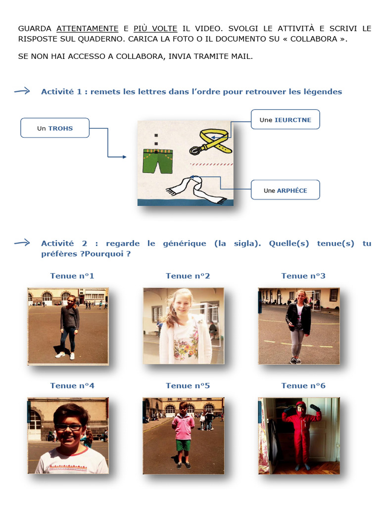 Activités Vidéo - Qu'est-Ce Que Tu Portes | PDF