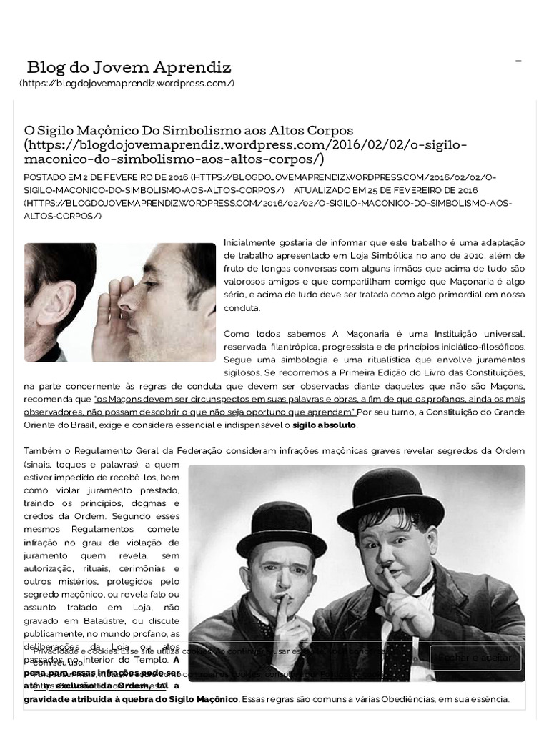 Sigilo Maçônico: Importância e Princípios | PDF | Maçonaria | Loja Maçônica